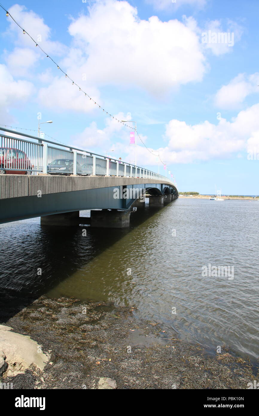 side view of a road bridge across the estuary at Wexford, Eire Stock ...