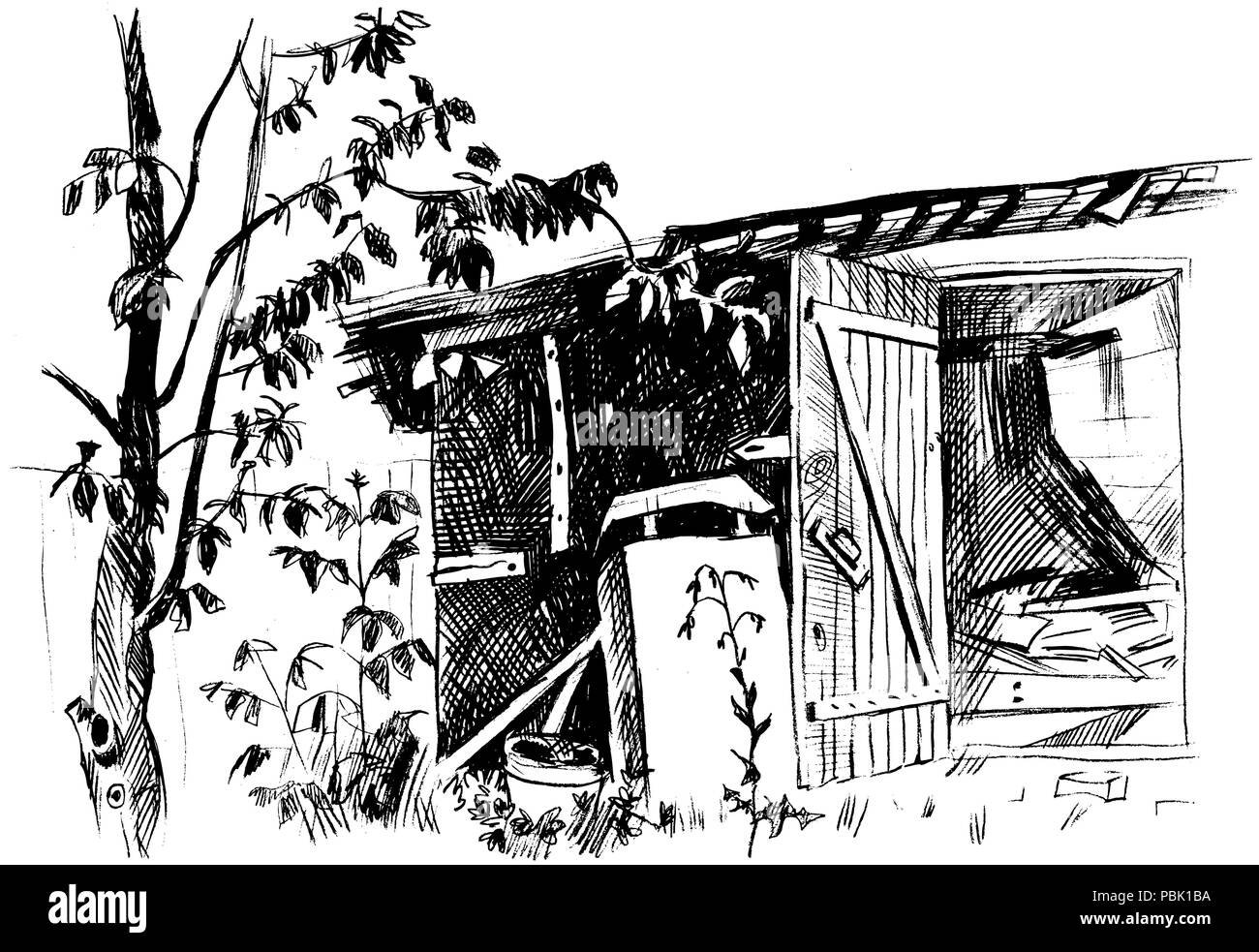 Old white barn farm Stock Vector Images - Alamy