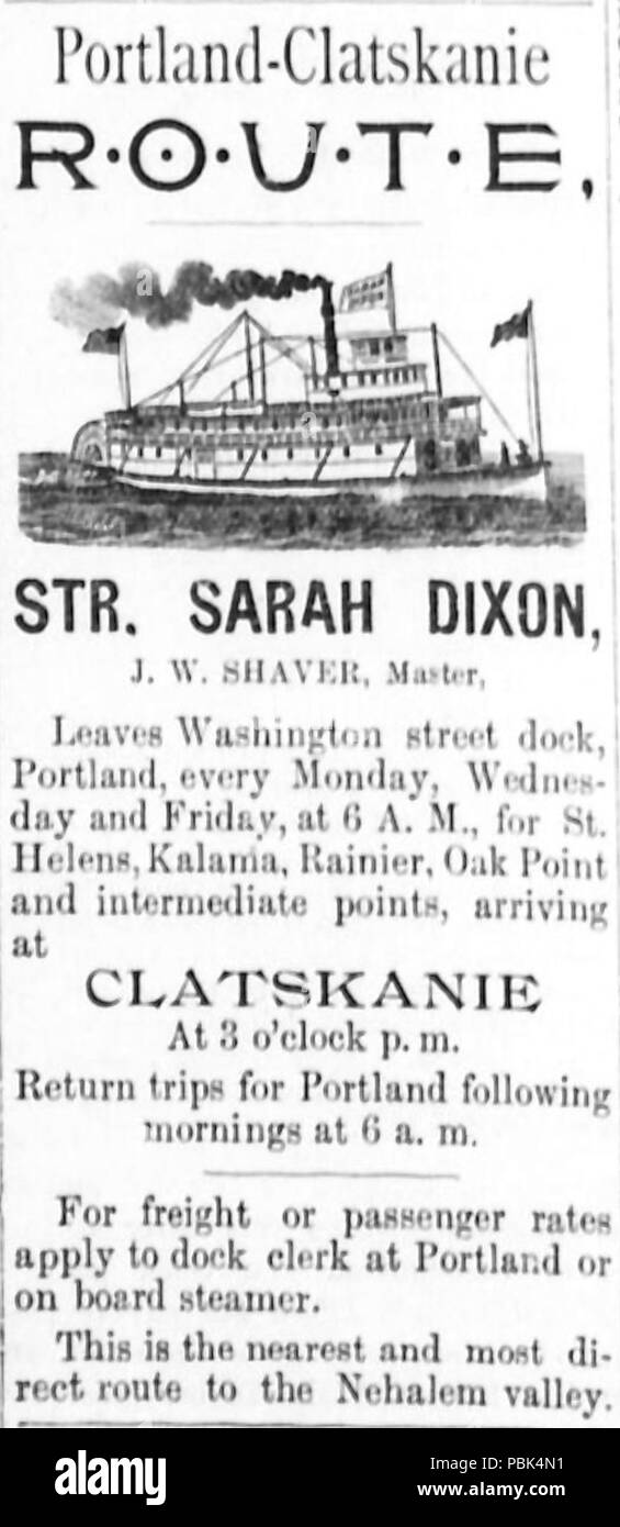 1291 Sarah Dixon ad 1893 Stock Photo - Alamy