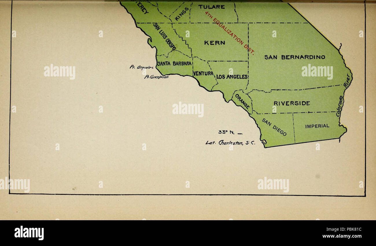 993 Map of Equalization Districts of California (1909) b Stock Photo ...