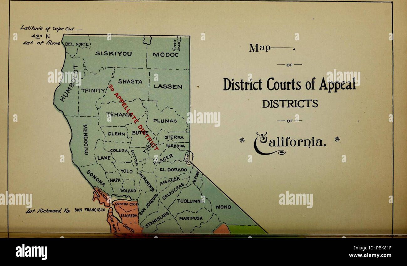 993 Map of District Courts of Appeal Districts of California (1909) a ...