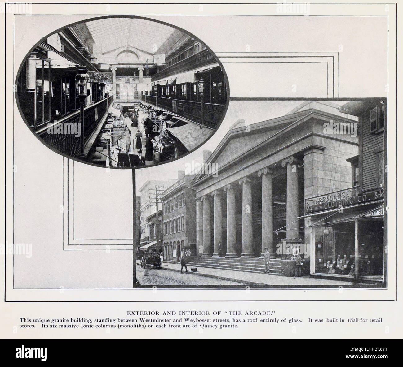 1844 Westminster arcade from Views of Providence (1900 Stock Photo - Alamy