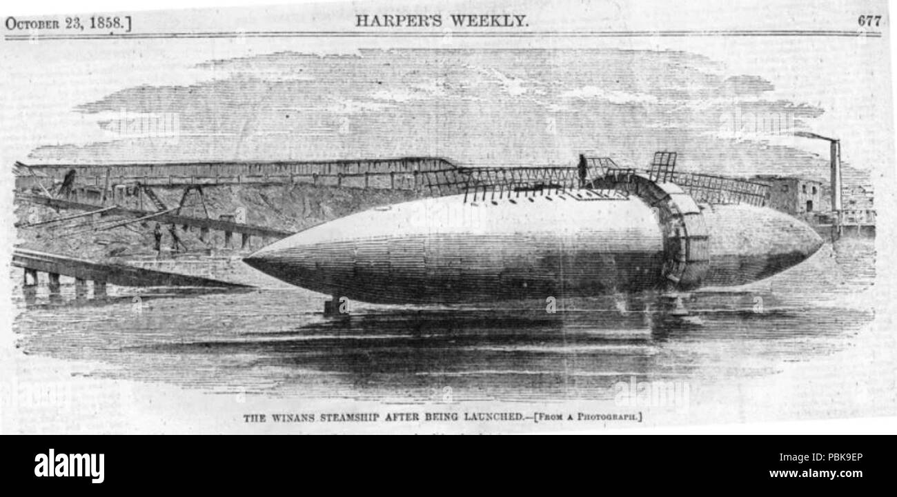 1713 The Winans Steamship after being launched, 1858 Stock Photo - Alamy