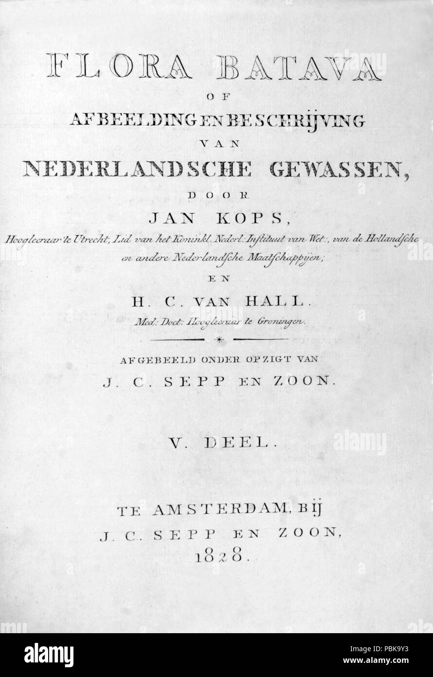 AA Jan Kops - Flora Batava, Volume 5 – title (1828 Stock Photo - Alamy