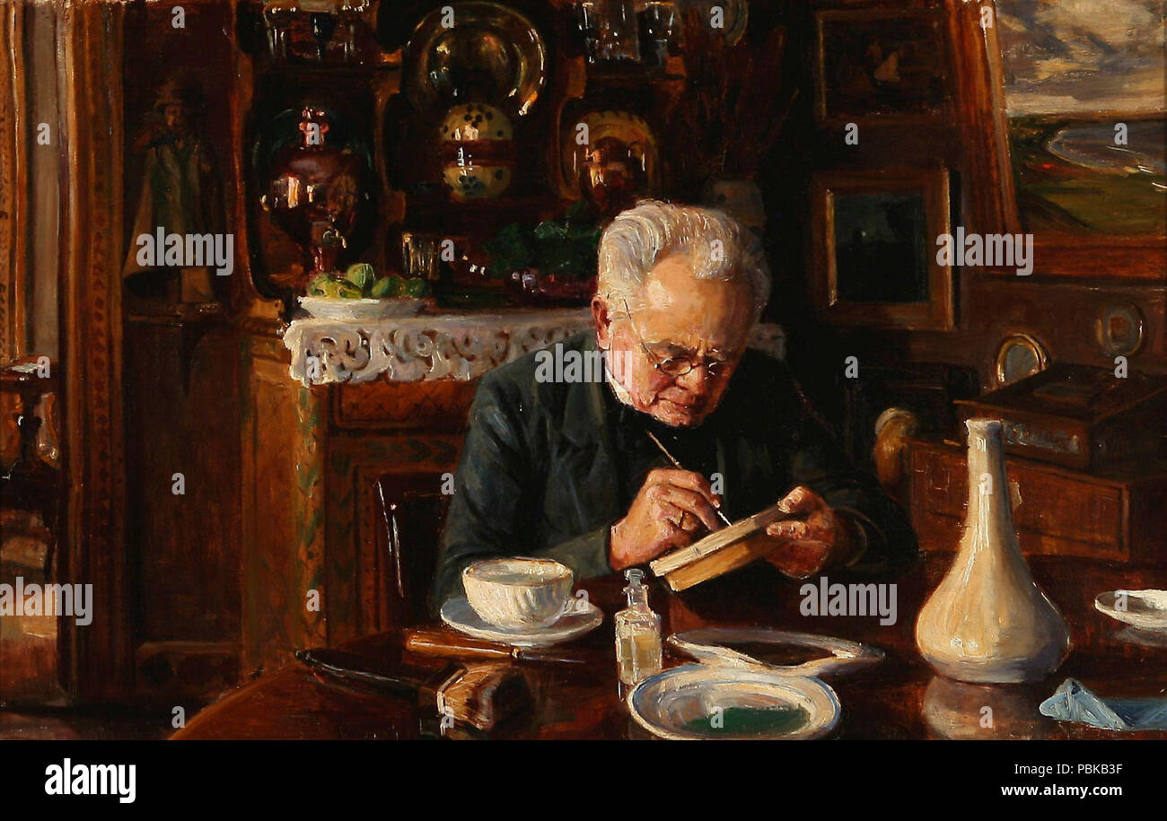Aage Bertelsen - Interior with the artist's father (1901 Stock Photo ...
