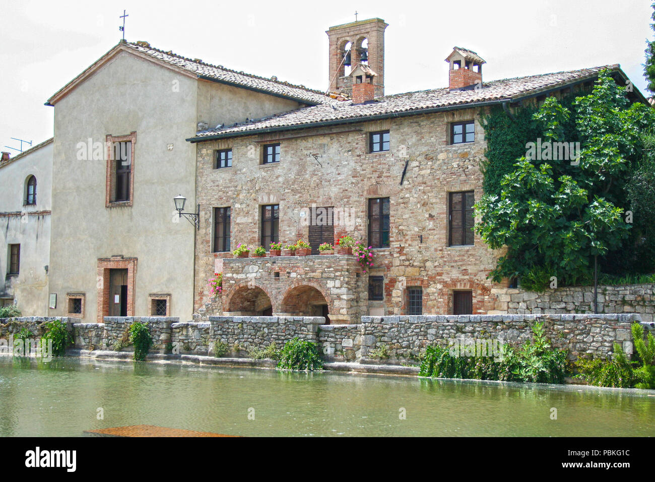 the square of Bagno Vignoni, built around a fountain of hot thermal ...