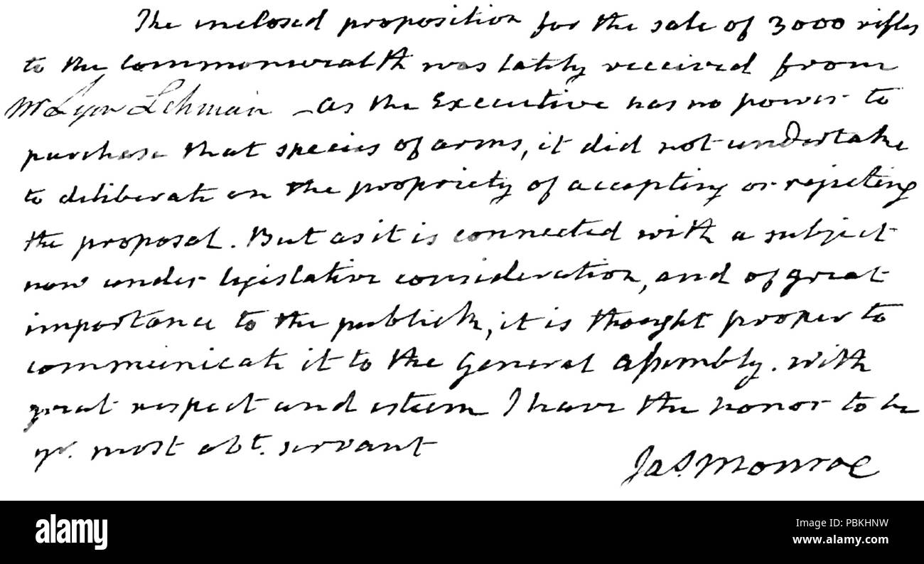 . English: Facsimile of letter from United States President James ...