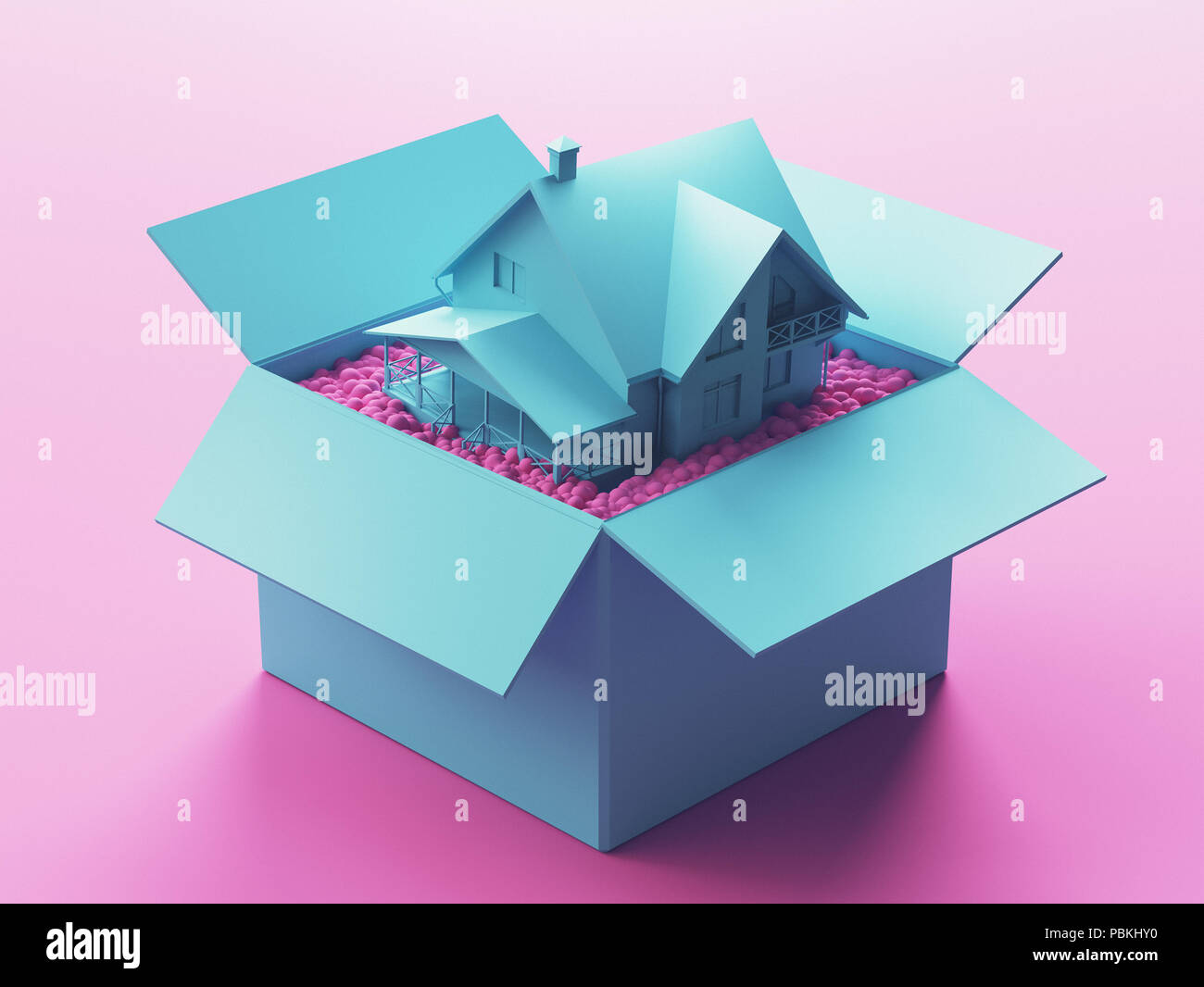 New house in a box with polystyrene, 3d render illustration Stock Photo ...