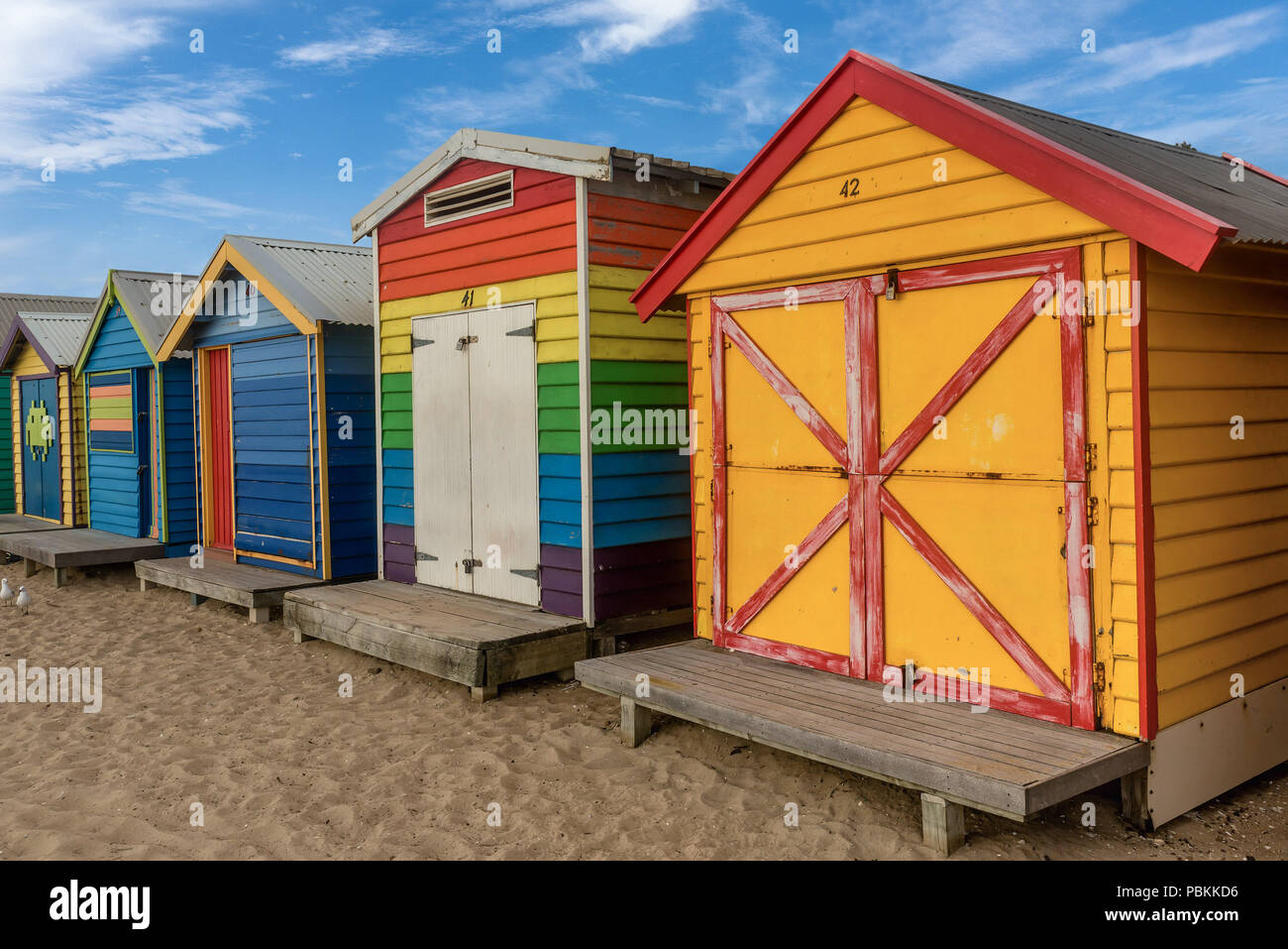 Colourful bathing boxes at Brighton beach in Melbourne, Australia Stock ...