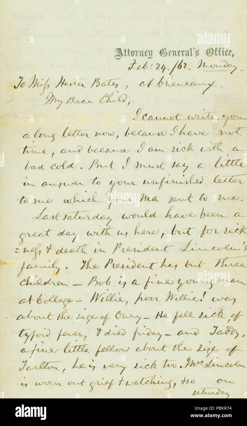 901 Letter from Edw. Bates (Edward Bates), Attorney General's Office ...