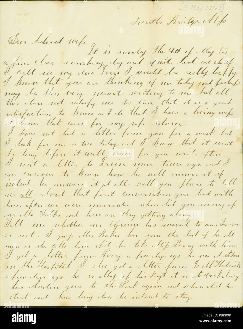 901 Letter from George, Smith's Bridge, Mississippi, to Josephine, May ...