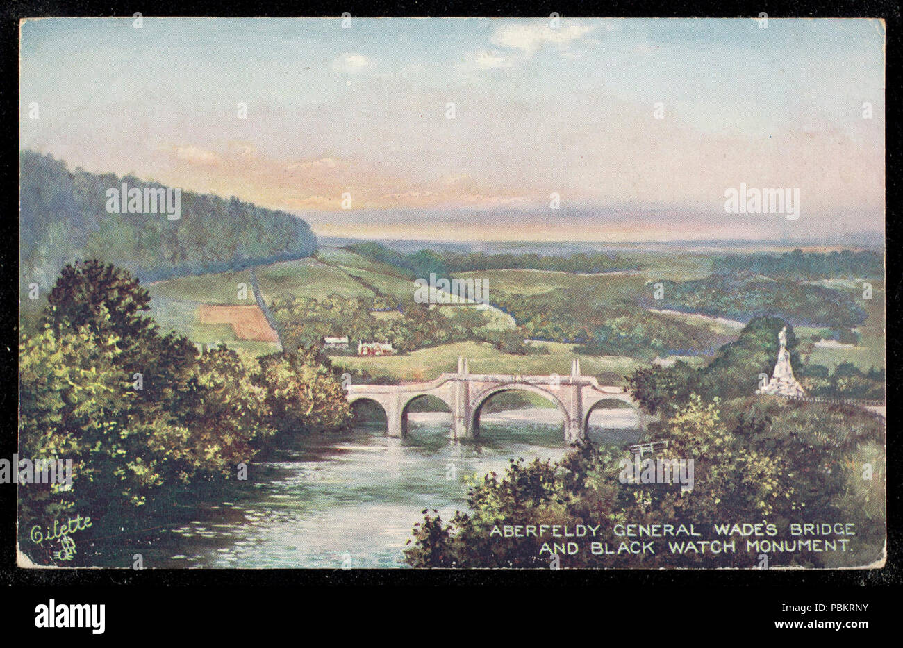 Aberfeldy. General Wade's Bridge and Black Watch Monument Stock Photo ...