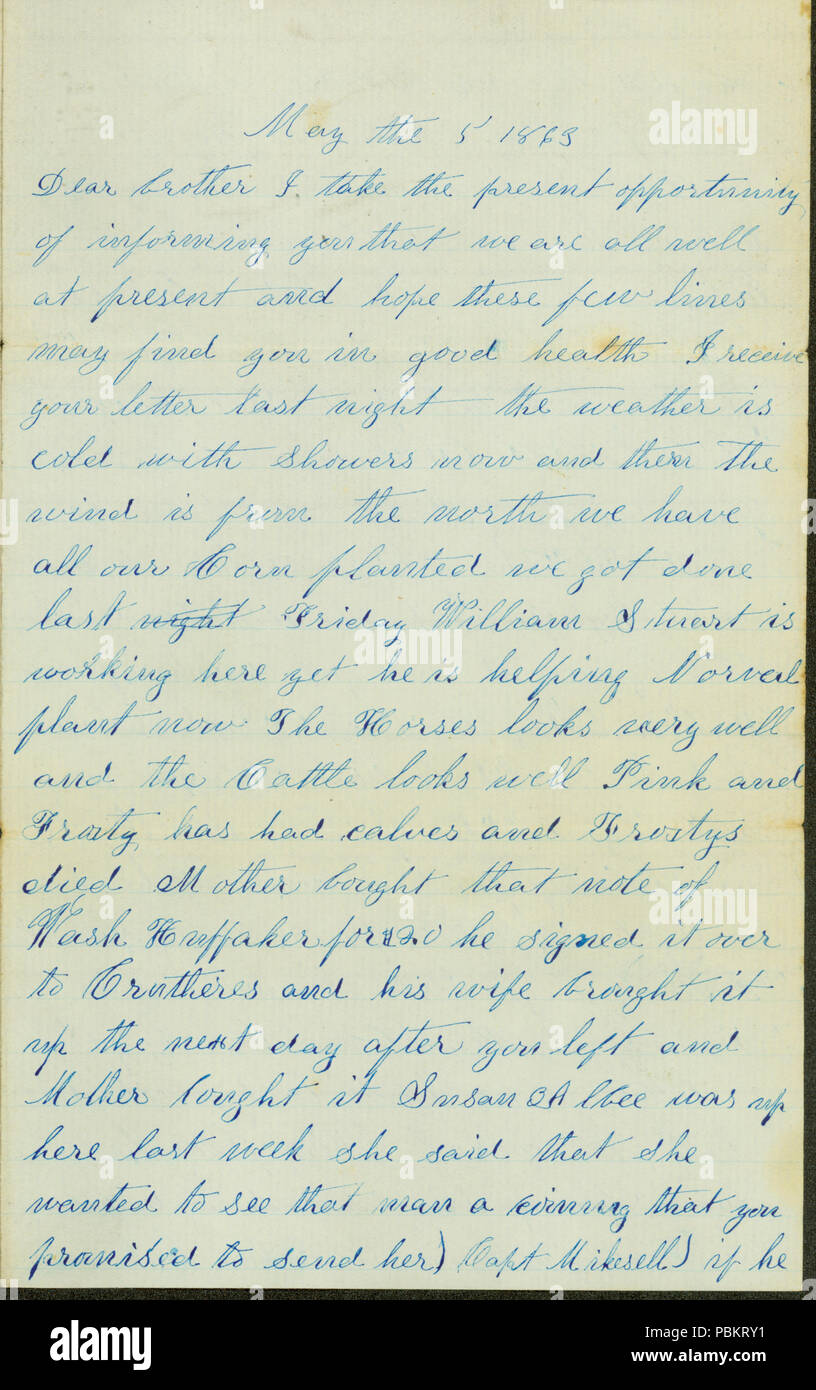 903 Letter from Nancy to brother George Wyckoff, May 5, 1863 Stock ...