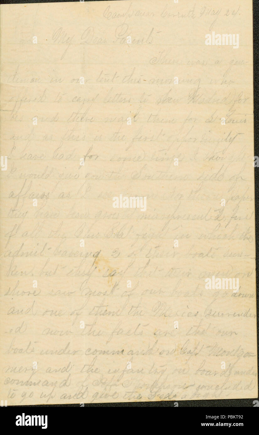 905 Letter of Samuel M. Kennard (unsigned), camp near Corinth, to his ...