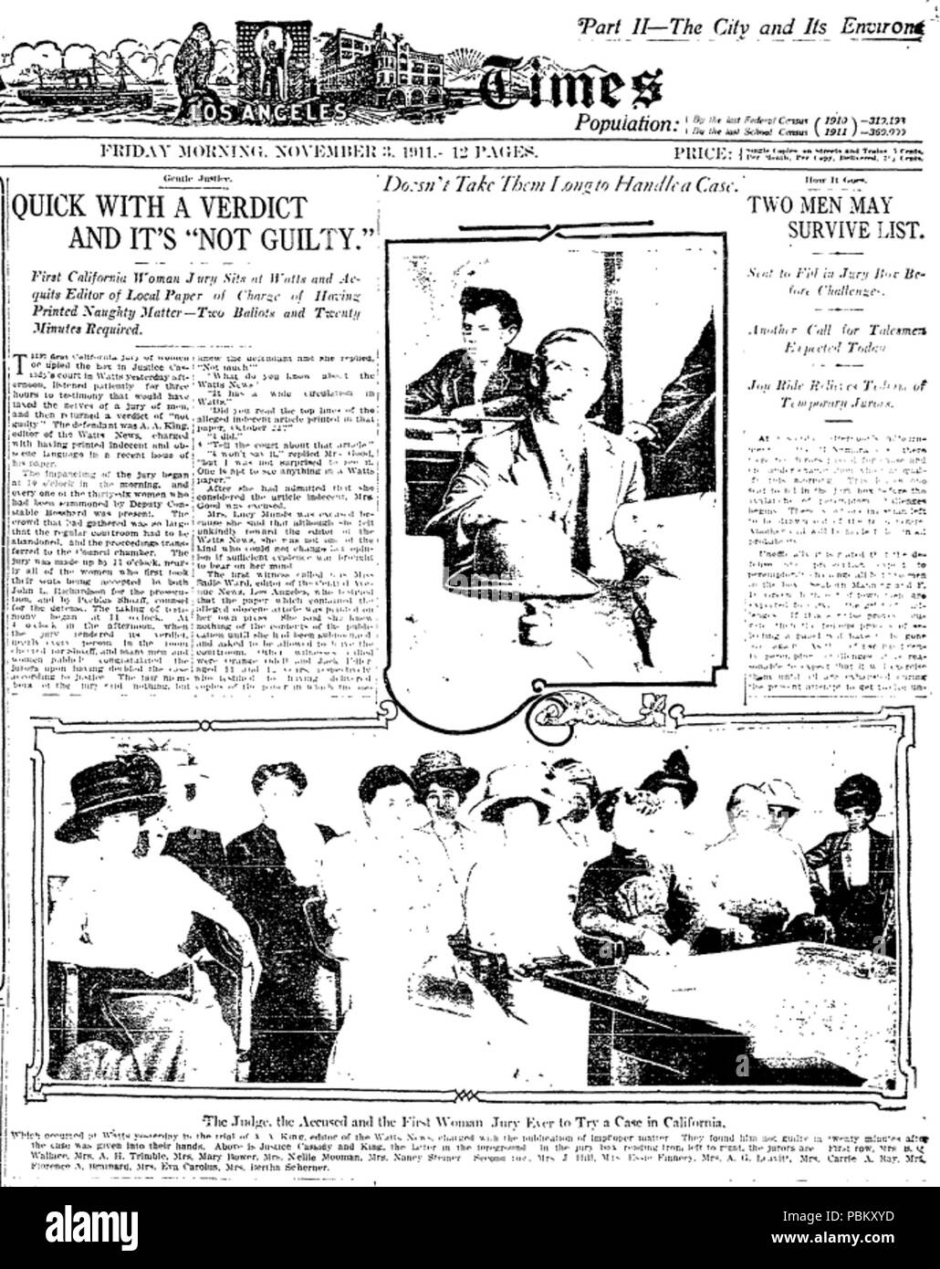 937 Los Angeles Times page showing story and photos of first woman jury ...