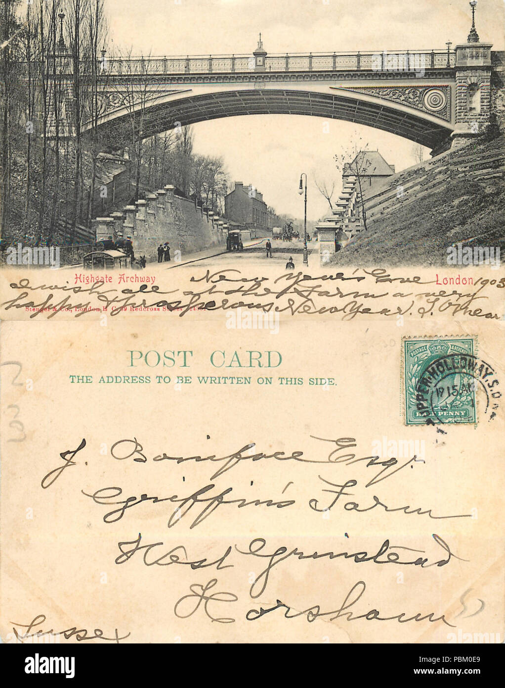 . English: Highgate Archway, London, Stengel & Co postcard, sent 1904 ...