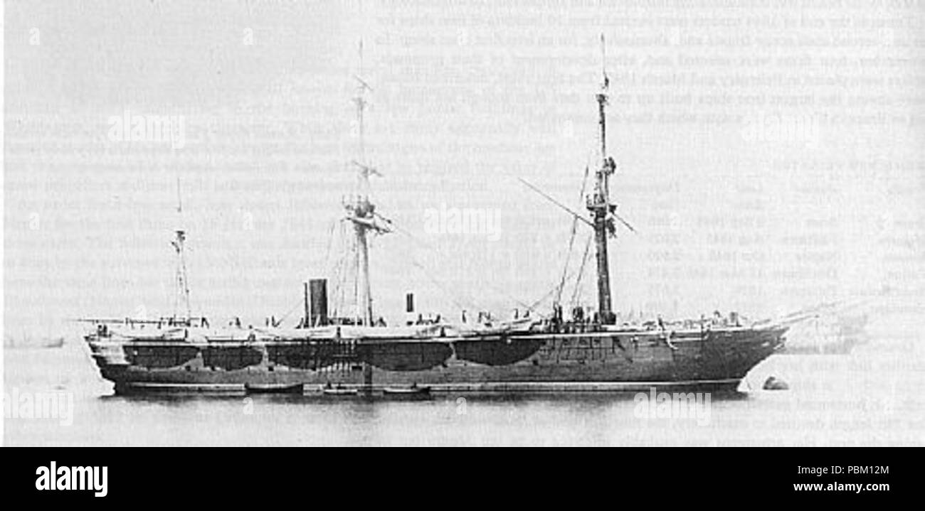 . English: Built as an iron screw frigate launched in 1849, HMS Simoom ...