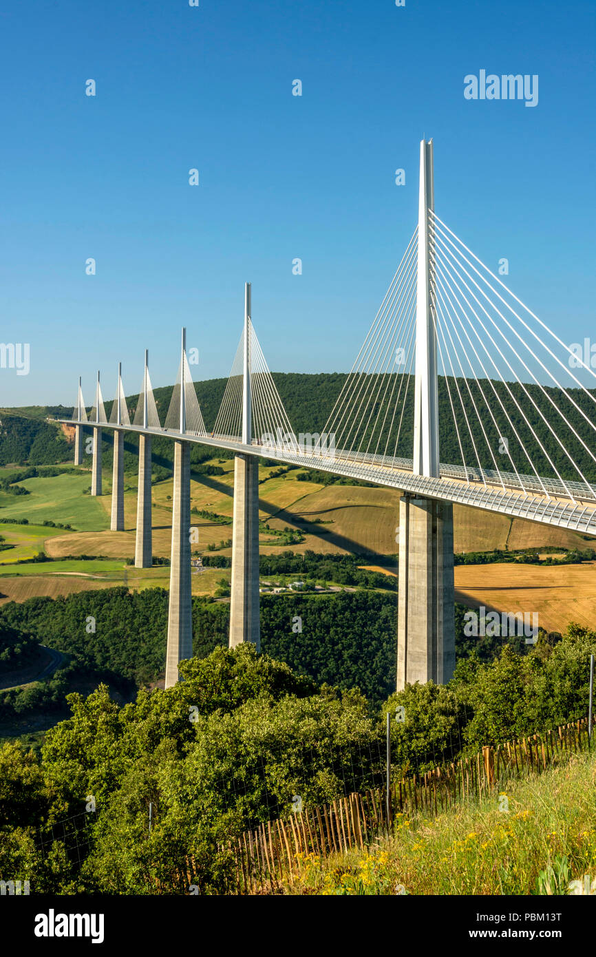 Millau Viaduct above Tarn River, Natural Regional Park of Grands ...