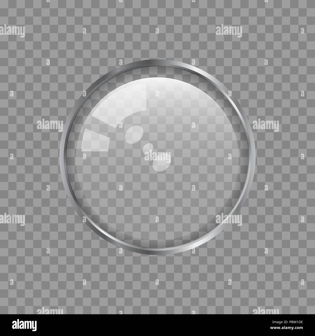 Transparent Metal Lens or Glass Sphere on a Plaid Background. Vector ...