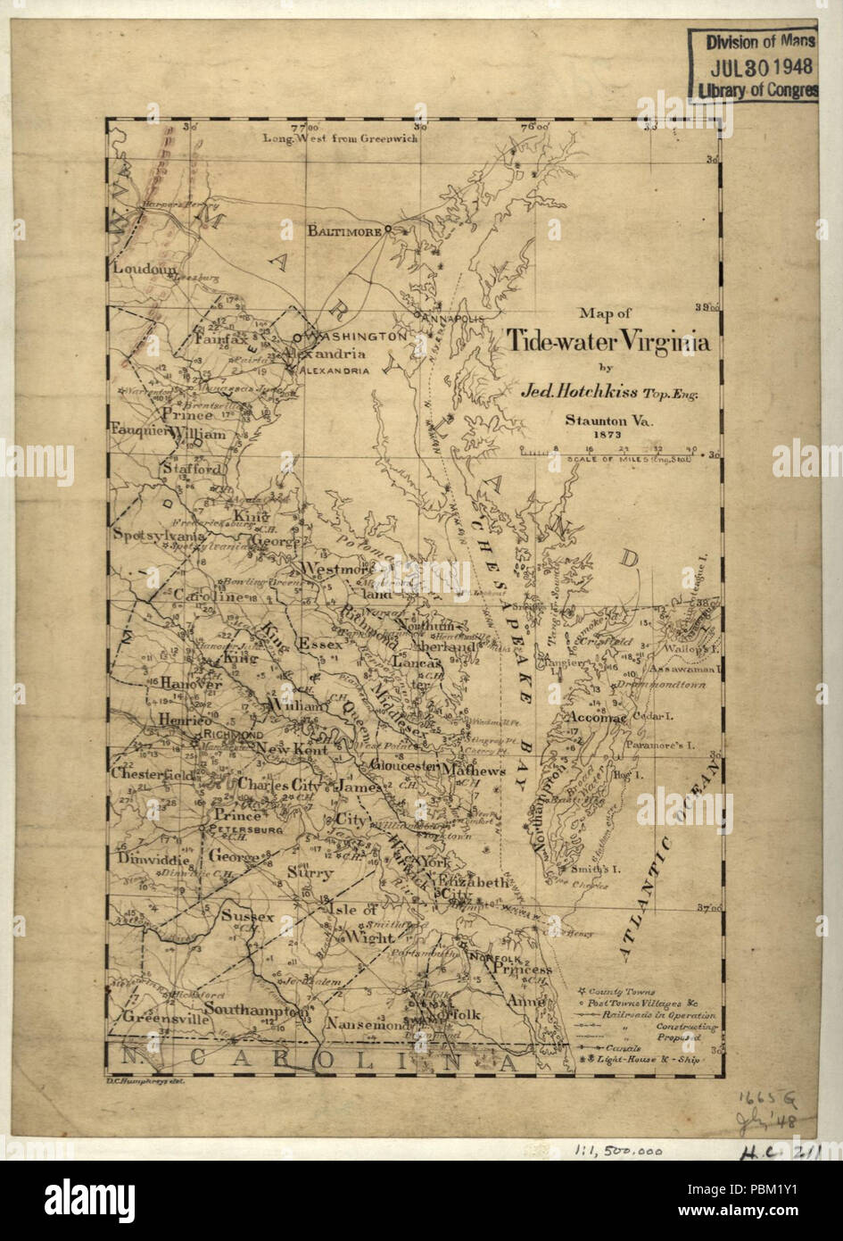 . English: Map of Tide-water Virginia. 1873 . circa 1888 770 Hotchkiss ...
