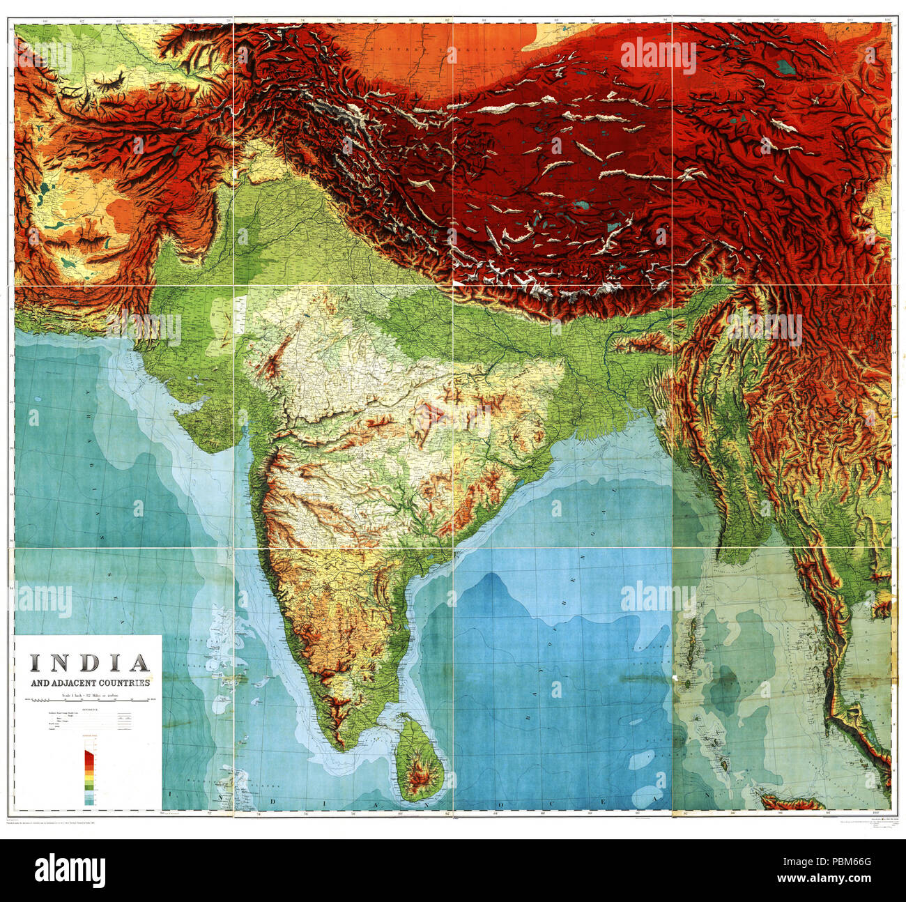 India region physical map hi-res stock photography and images - Alamy