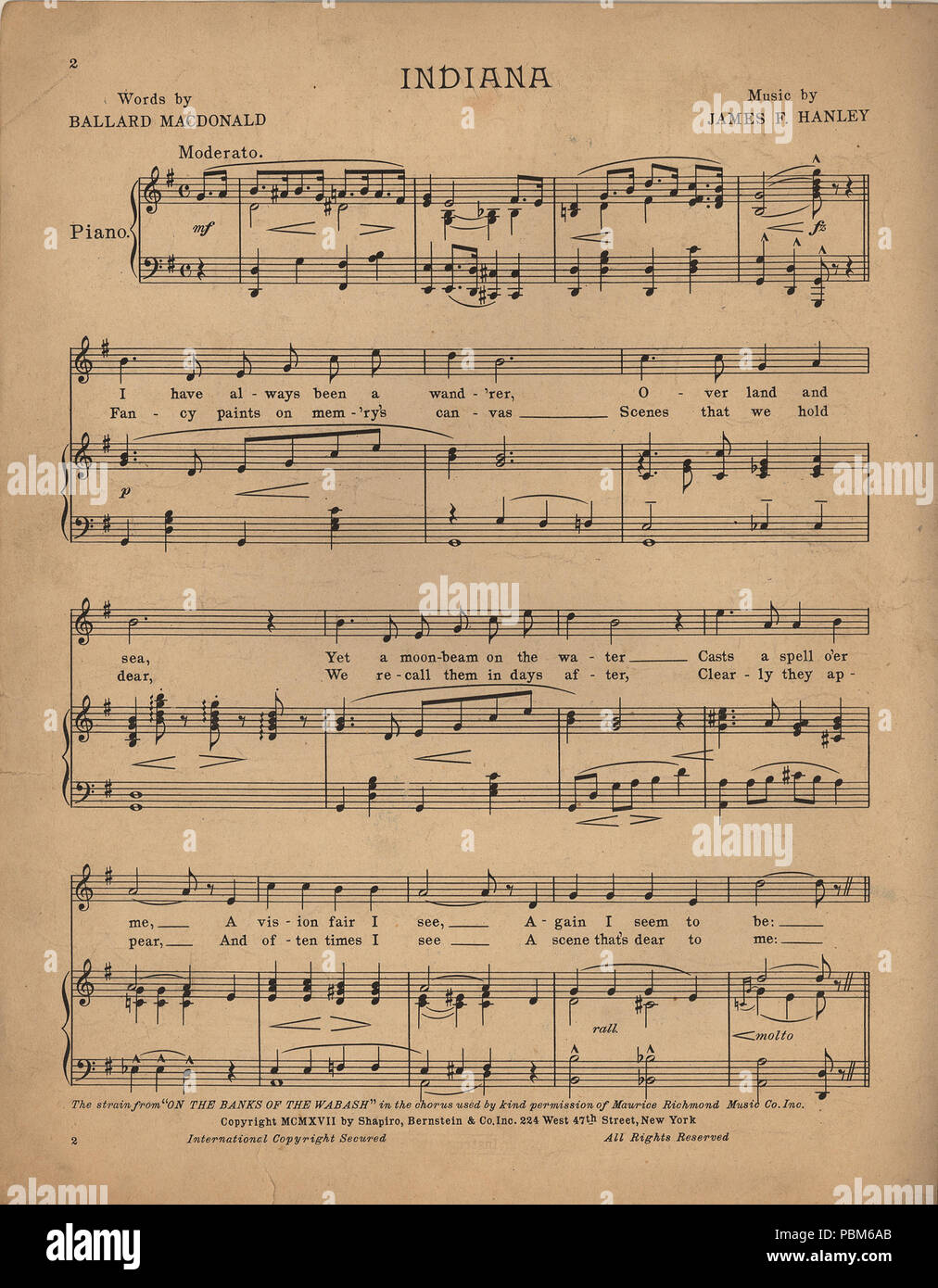 Indiana sheet music hi-res stock photography and images - Alamy