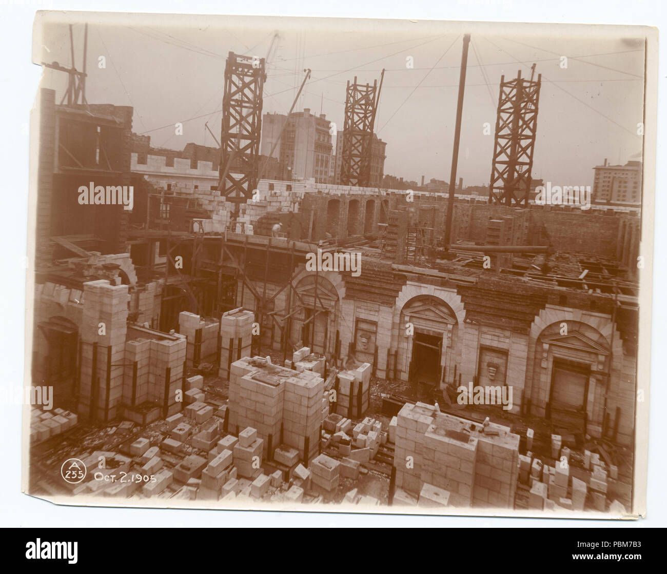 807 Interior work - construction of Astor Hall seen from above, looking ...