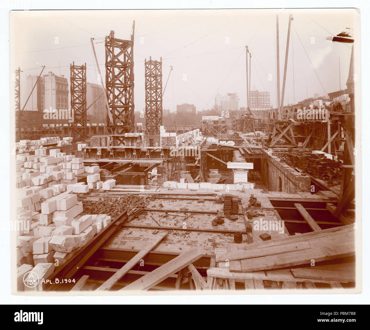807 Interior work - construction of floors and bricks walls, looking ...
