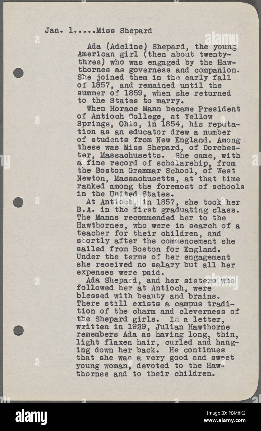 816 Italian Diary, 1859. Typed transcription of the Hawthorne Diary of ...