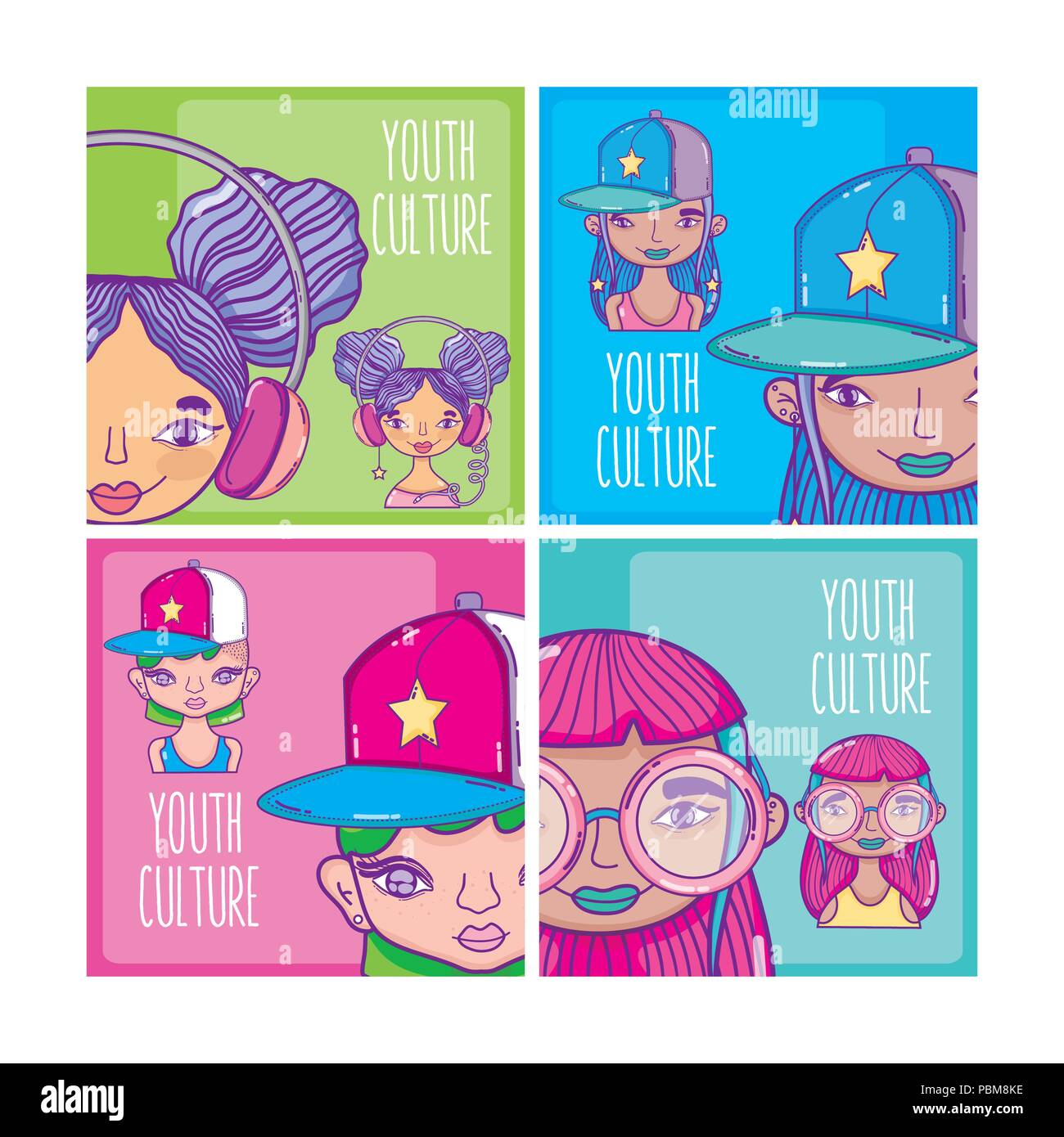 Set of youth culture cartoons Stock Vector Image & Art - Alamy