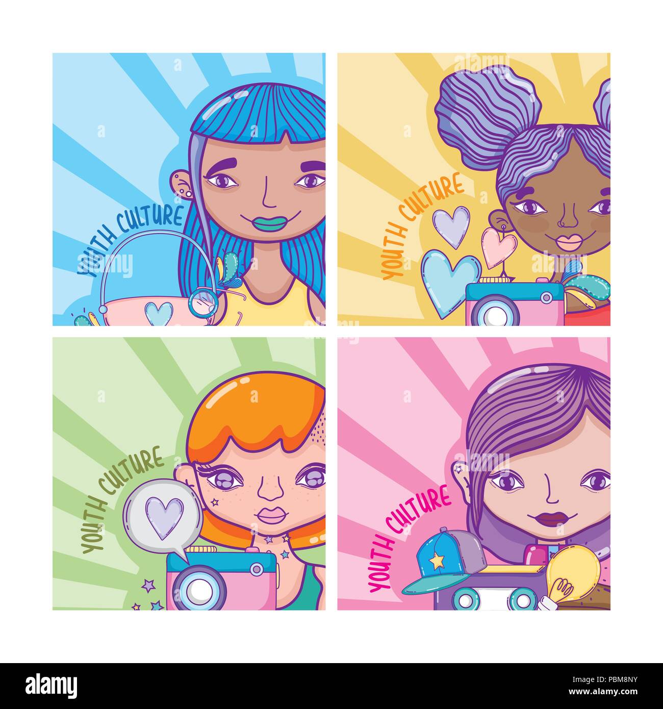 Set of youth culture cartoons Stock Vector Image & Art - Alamy