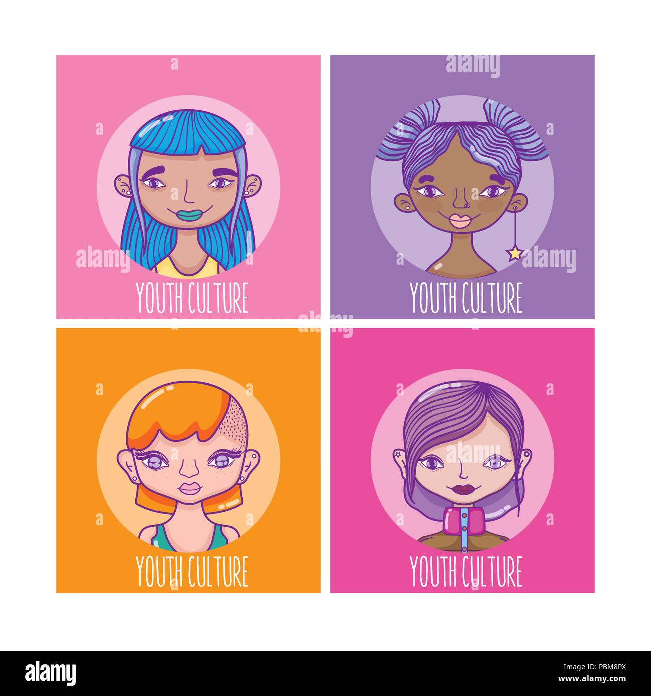 Set of youth culture cartoons Stock Vector Image & Art - Alamy