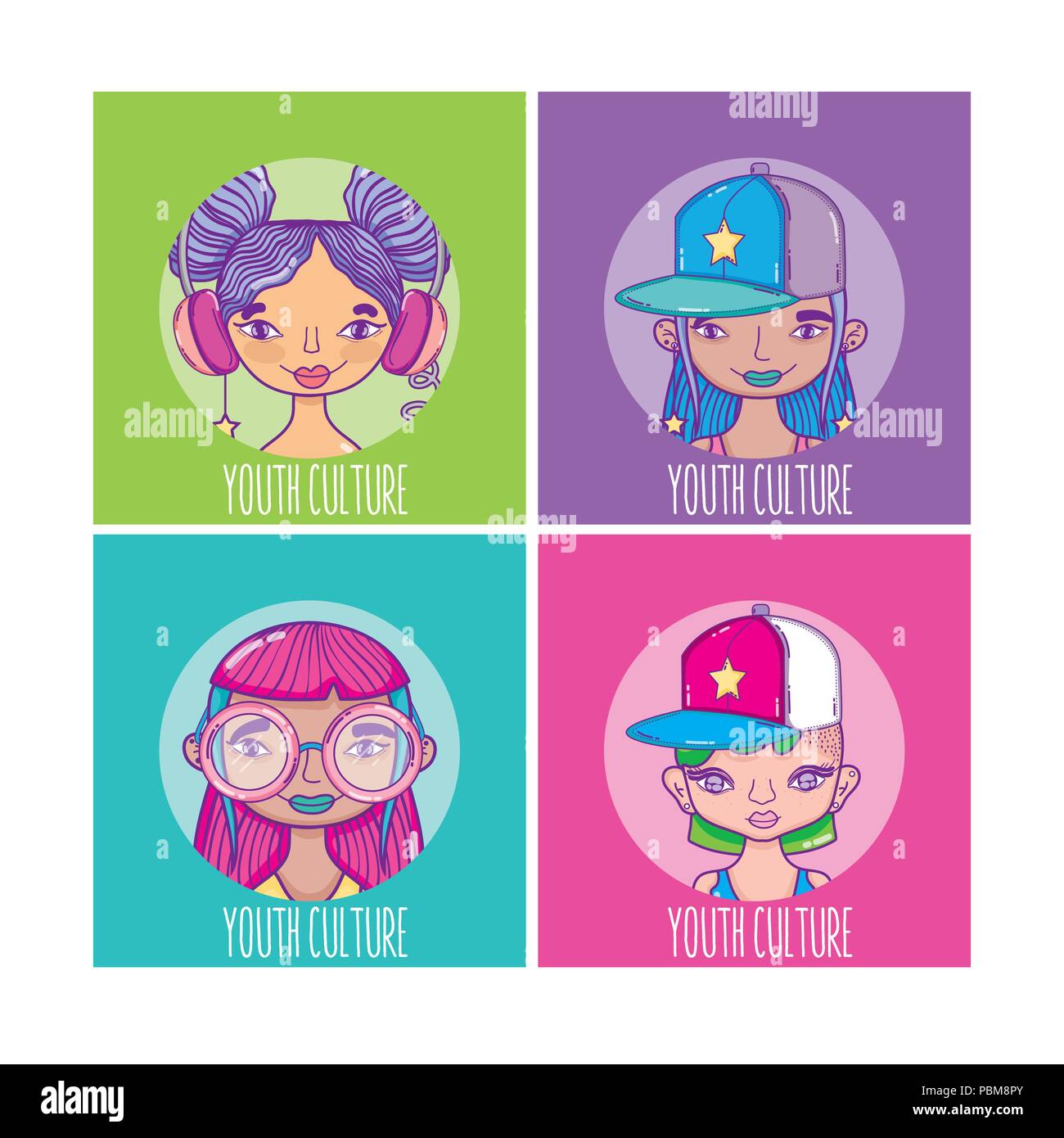Set of youth culture cartoons Stock Vector Image & Art - Alamy