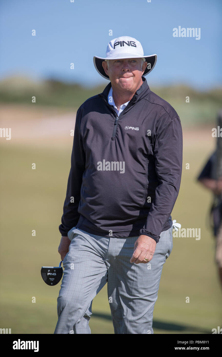 Kirk Triplett makes his way to the 10th green during day three of the ...