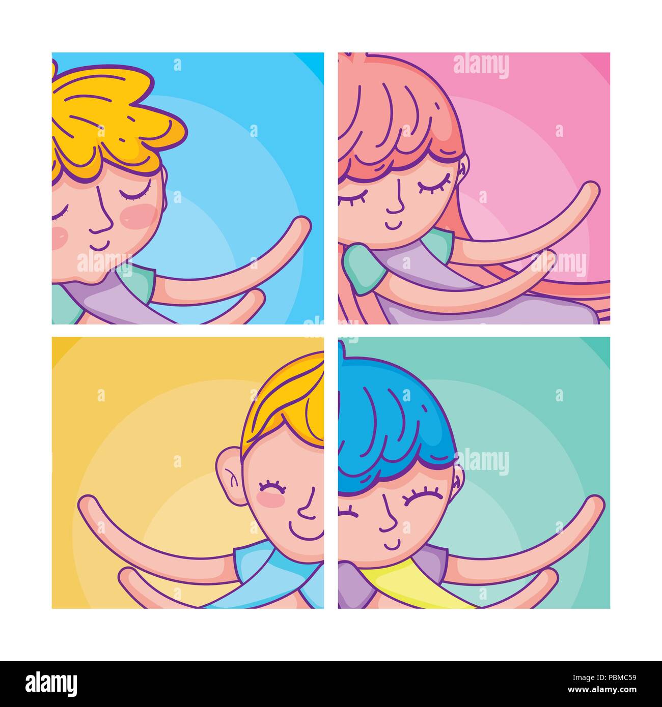 Set of cute kids cartoons cards Stock Vector Image & Art - Alamy