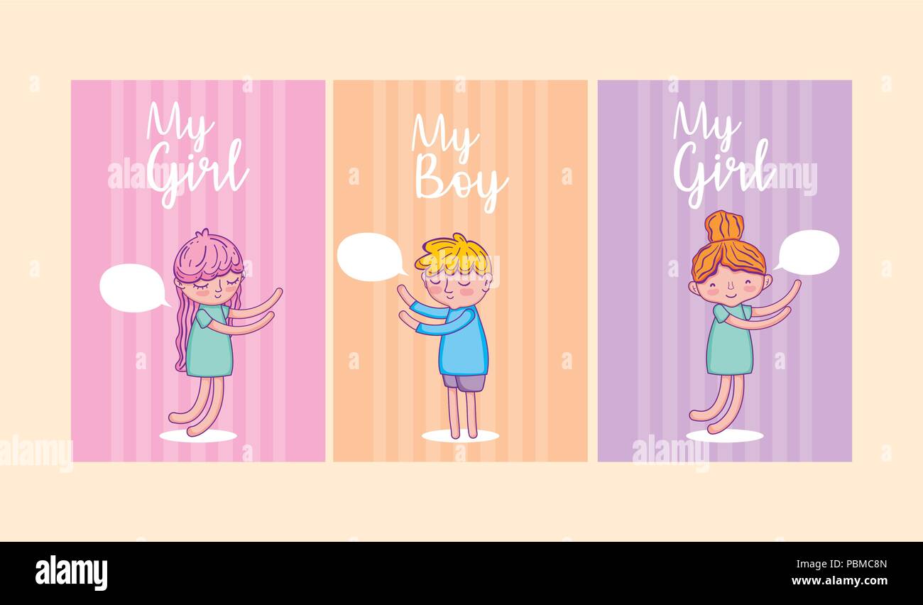 Set of cute kids cartoons cards Stock Vector Image & Art - Alamy