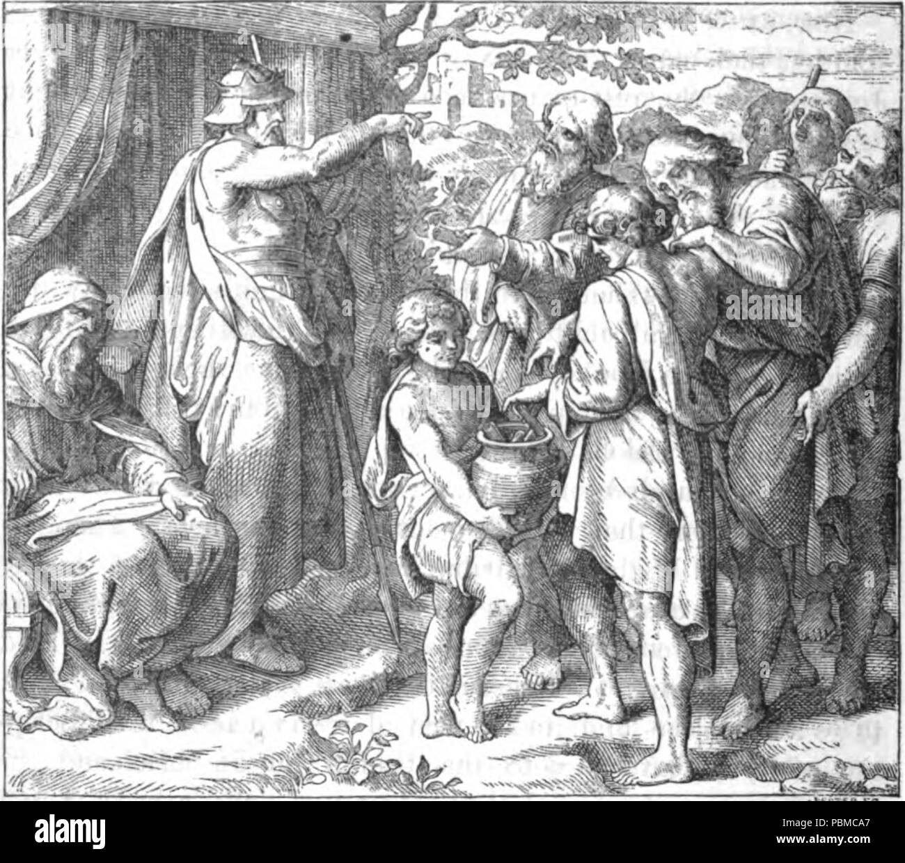 845 Joshua casting lots for the tribes of Israel Stock Photo - Alamy