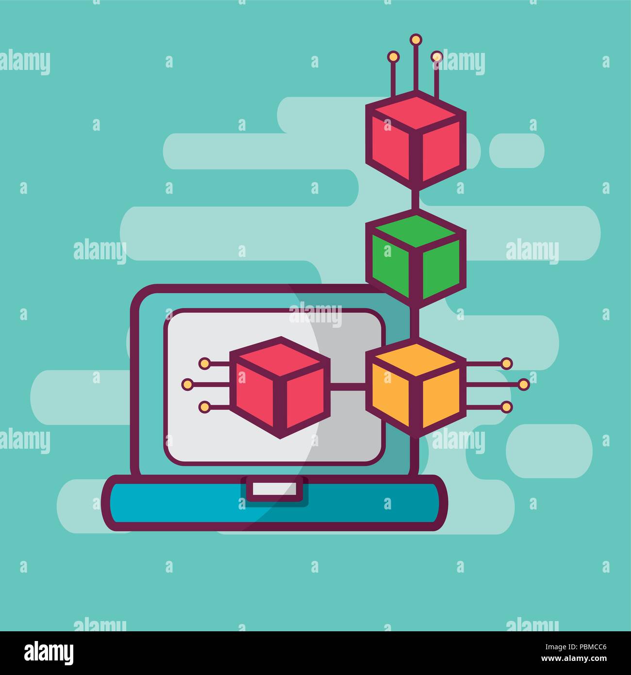 Laptop with cubes Stock Vector Image & Art - Alamy