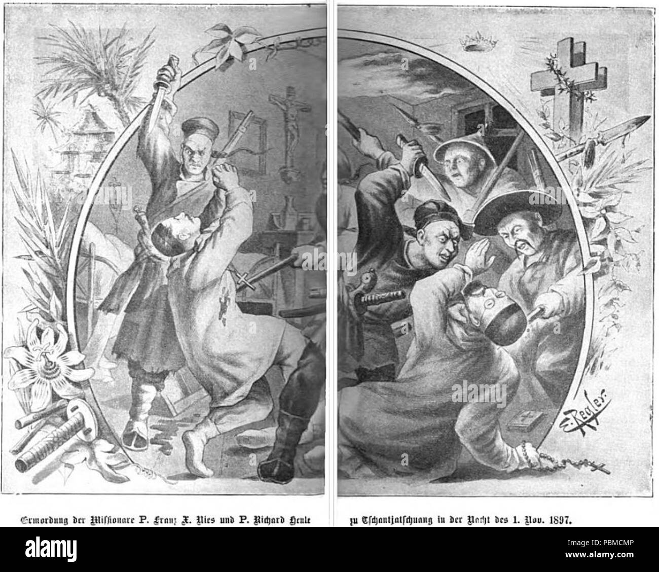 . English: Contemporary German drawing depicting the killings of Franz ...