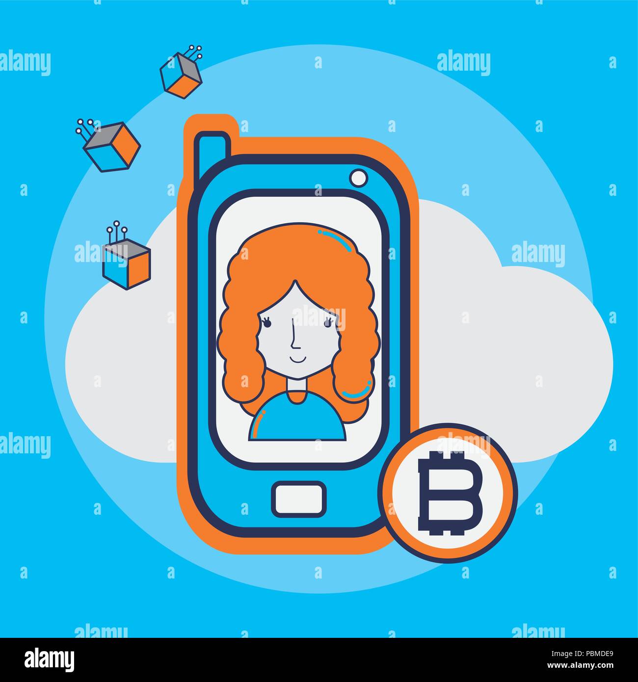 Bitcoins with a smartphone Stock Vector Images - Alamy