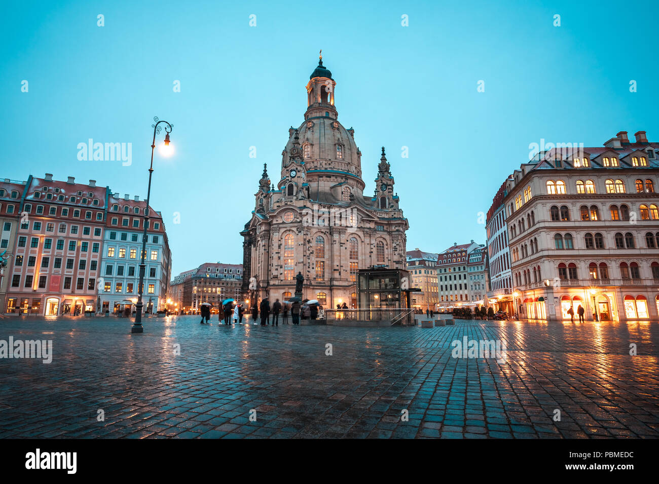 The Neumarkt square and Frauenkirche (Church of Our Lady) in Dresden at ...
