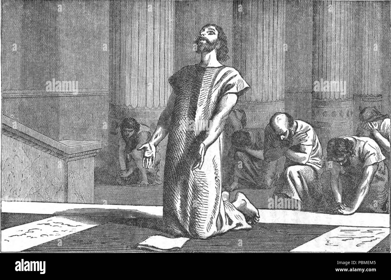 861 King Hezekiah, clouthed in sackcloth, spreads open the letter ...