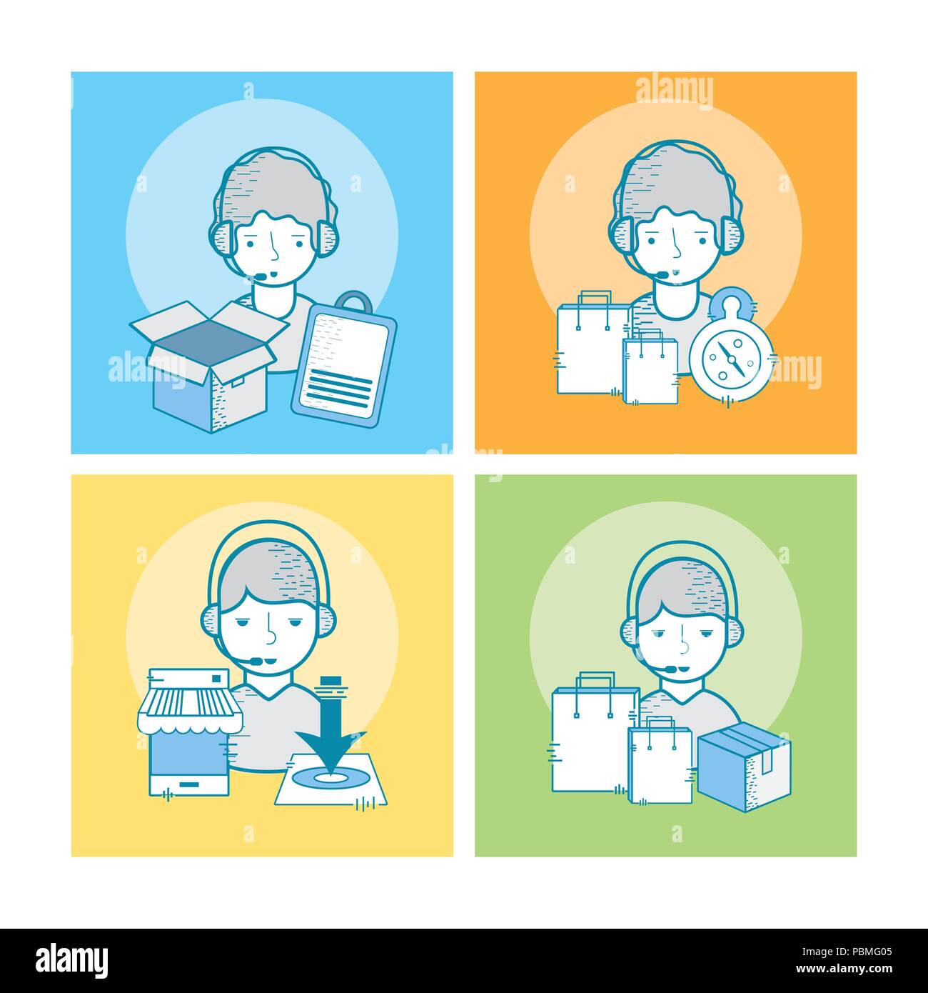 Phone call delivery courier Cut Out Stock Images & Pictures - Alamy