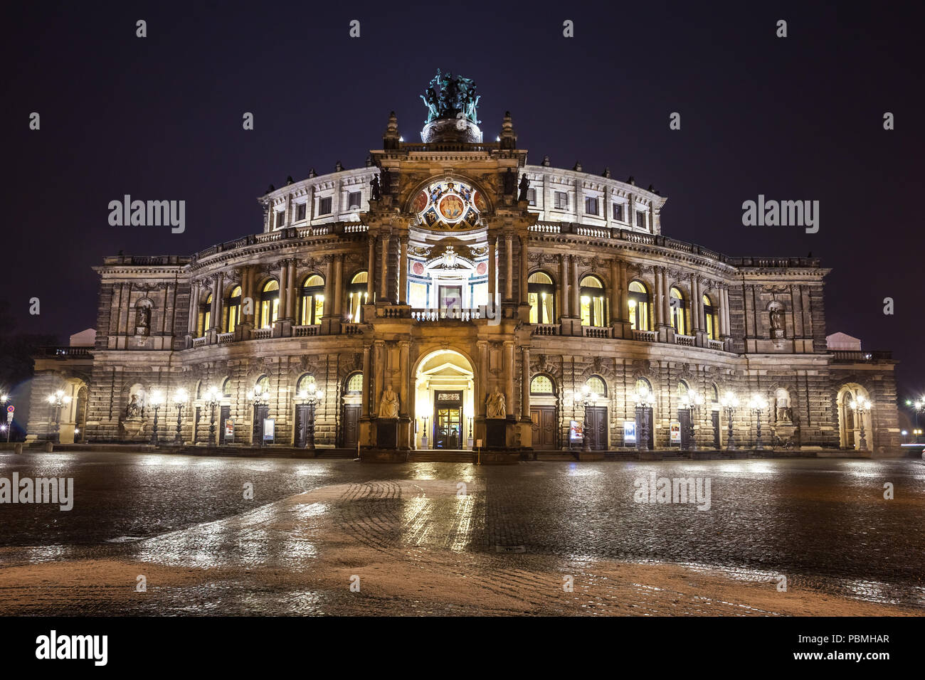 Semper Opera House At Night In Dresden; Germany Stock Photo - Alamy