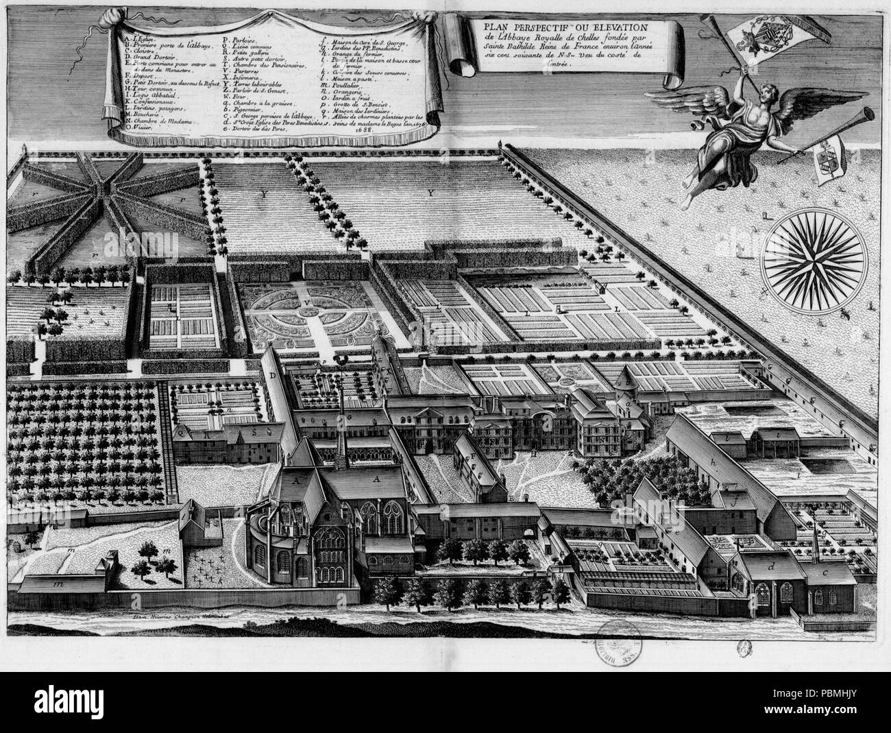 Abbaye de Chelles dans Monasticon Gallicanum Stock Photo - Alamy