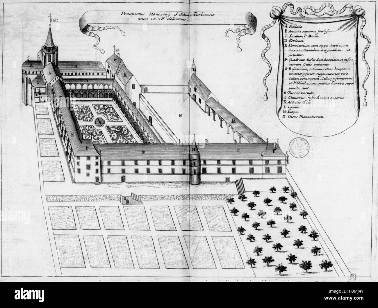Abbaye de Saint-Savin-en-Lavedan dans Monasticon Gallicanum Stock Photo ...