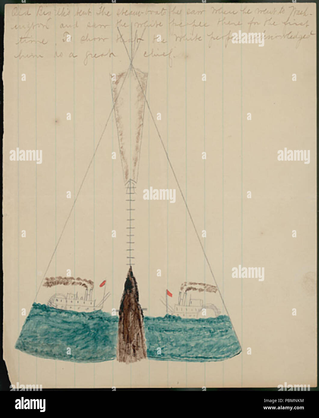 894 Ledger Drawing - Big Elk's Tipi (an Omaha Indian chief Stock Photo ...