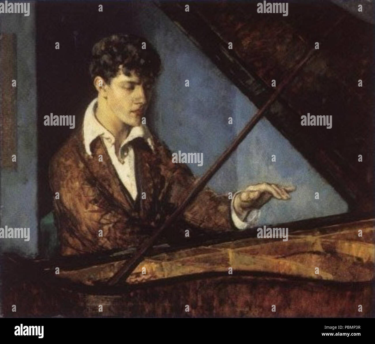 895 Leo Ornstein at the Piano (color) by Leon Kroll Stock Photo - Alamy