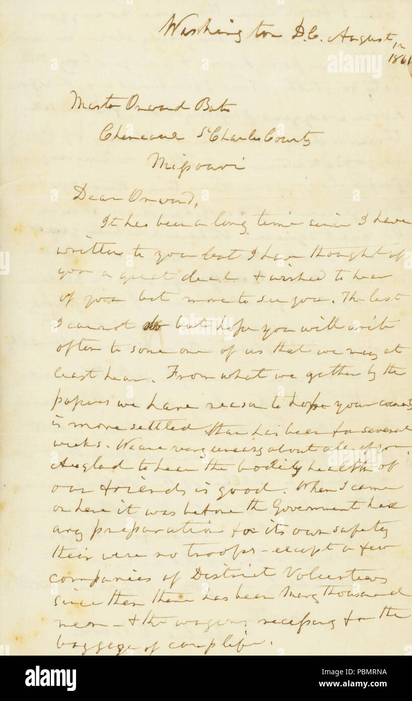 910 Letter signed Julia D. Bates, Washington, D.C., to Master Onward ...