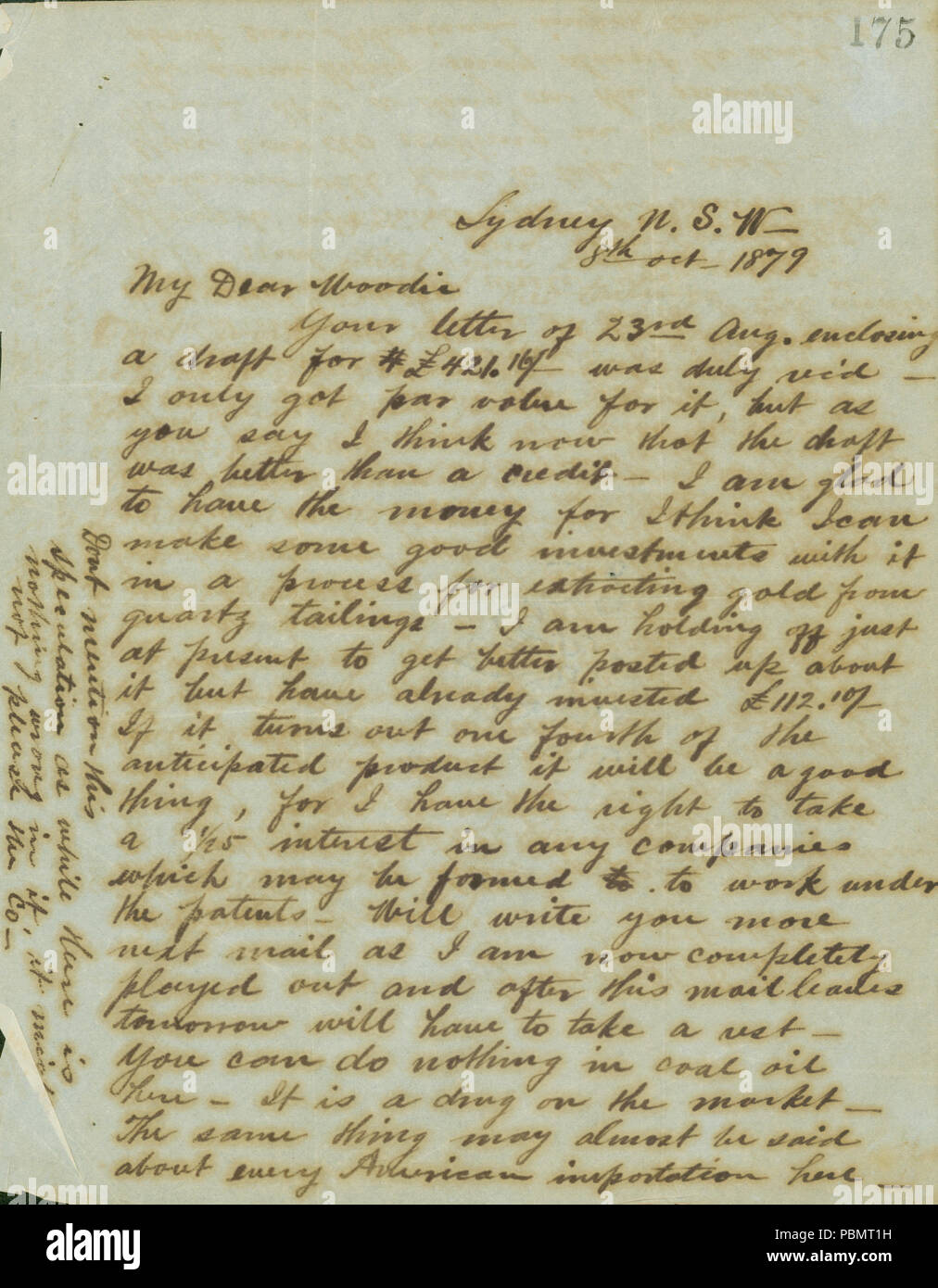 911 Letter signed Onward Bates, Sydney, N.S.W., to C.W. Bates, October ...